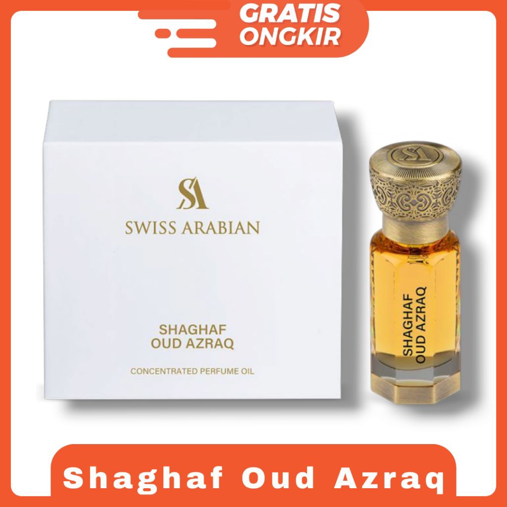 Jual PARFUM SHAGHAF OUD AZRAQ ATTAR OIL 12ML SWISS ARABIAN PARFUM SAUDI | Shopee Indonesia