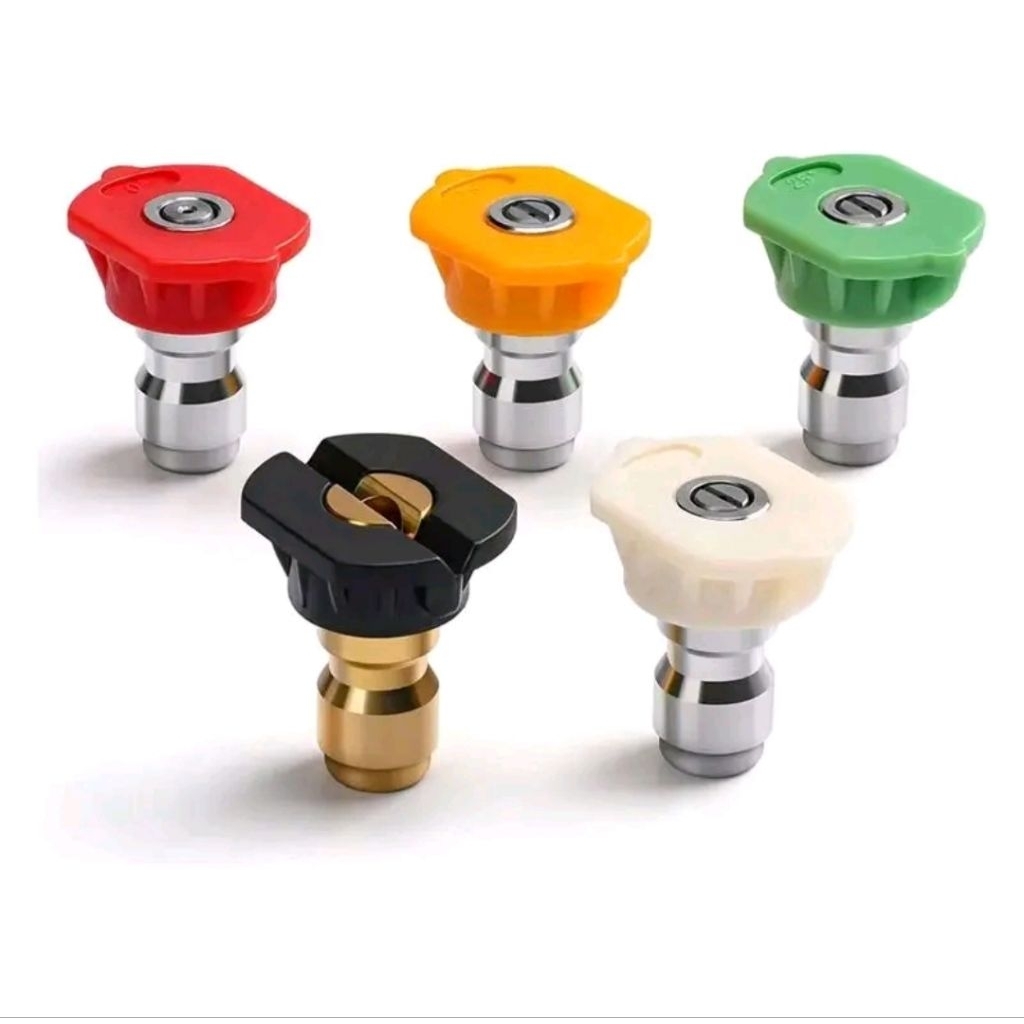Jual Jet Washer Spray Nozzle Set 5Pcs (0° 15° 30° 40° & Soap) 1/4 Quick ...