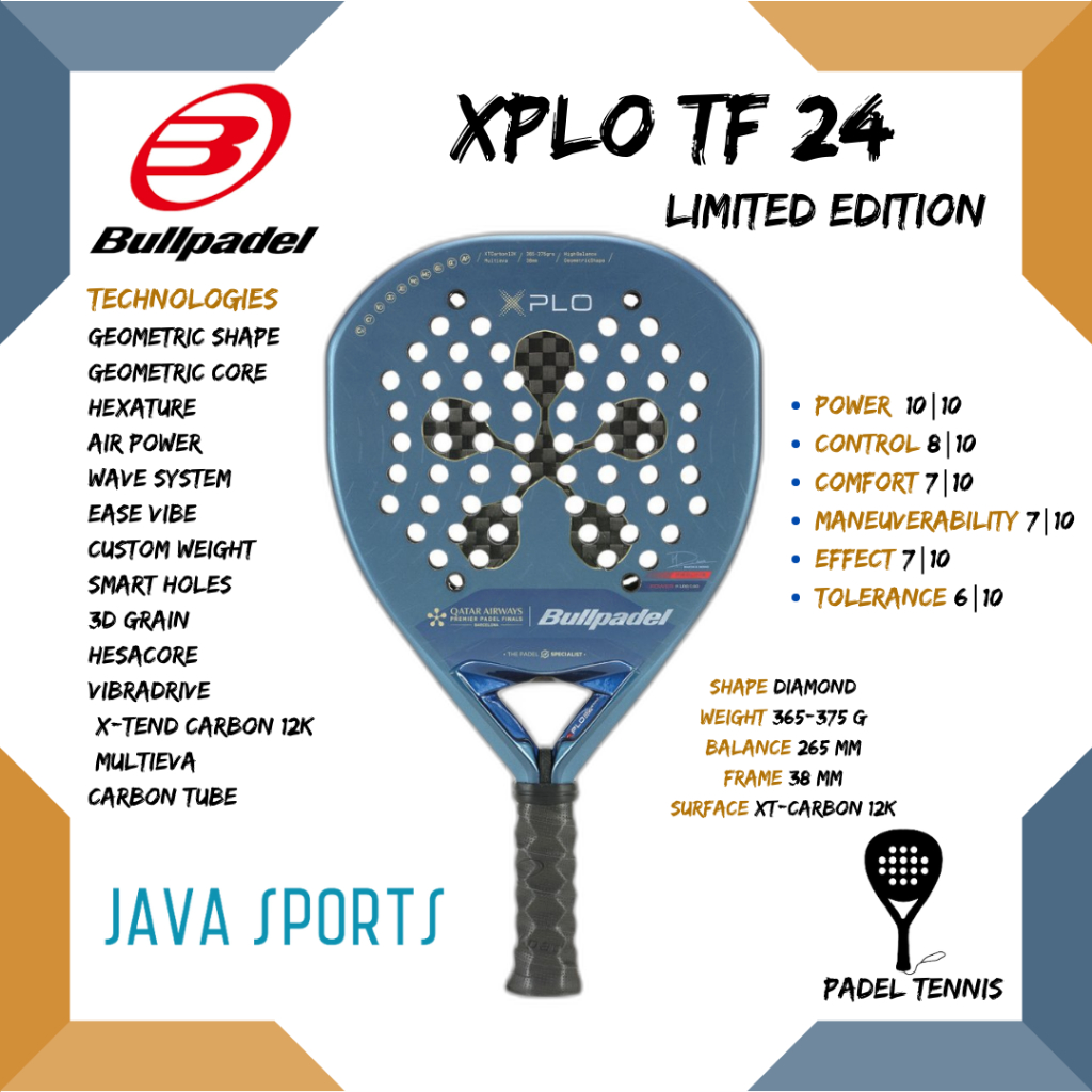 Jual Raket Padel Tenis Bullpadel XPLO LTD Tour Finals TF 24 Official ...