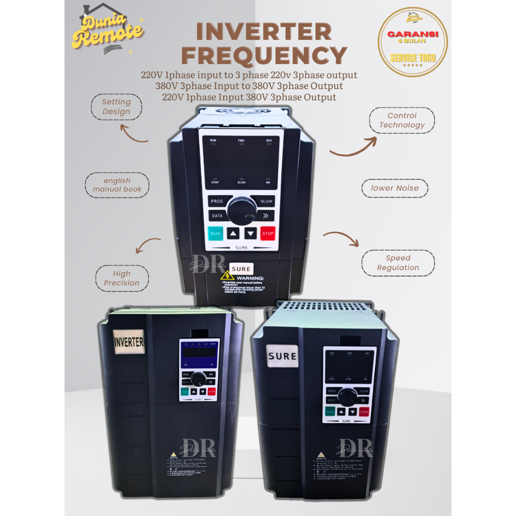 Jual Inverter Frekuensi SURE VARIABLE FREKUENSI DRIVE 7.5KW Pengatur Kecepatan Input 1Phase ...
