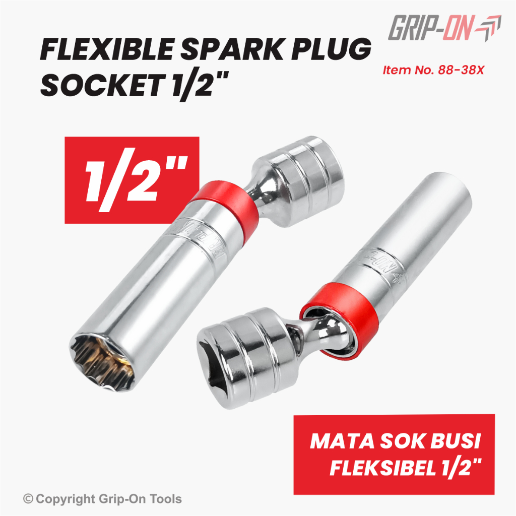Jual Grip-On Flexible Spark Plug Socket Red 1/2" - Mata Sok Busi ...