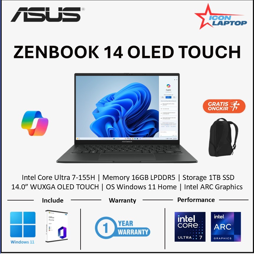 Jual Asus Zenbook 14 Q425MA OLED TOUCH Ultra 7-155H RAM 16GB 1TB SSD 14 ...