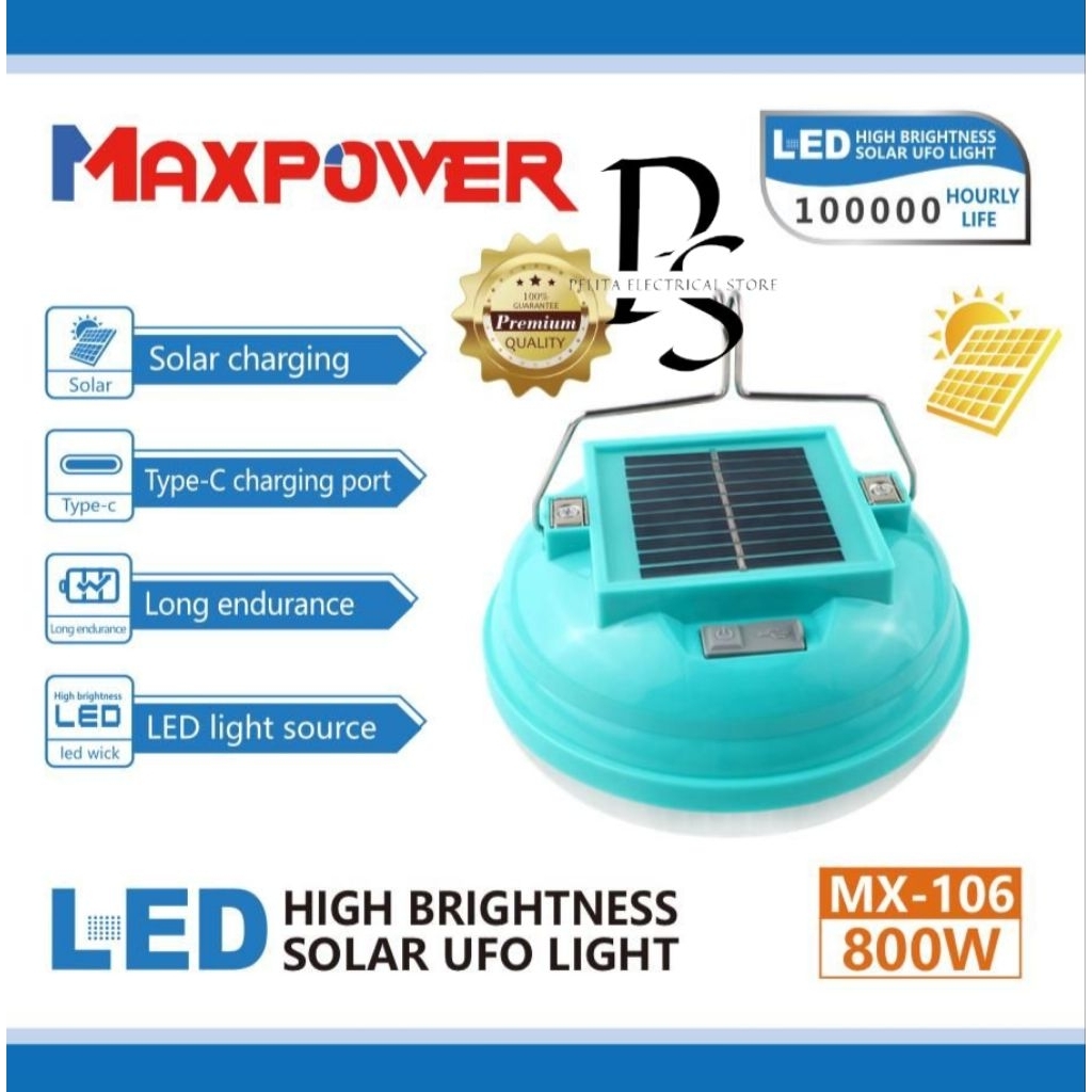 Jual LAMPU EMERGENCY UFO SOLAR PANEL CAMPING MAXPOWER MX-106 800WATT/ 500 WATT/ 600WATT / 400 ...