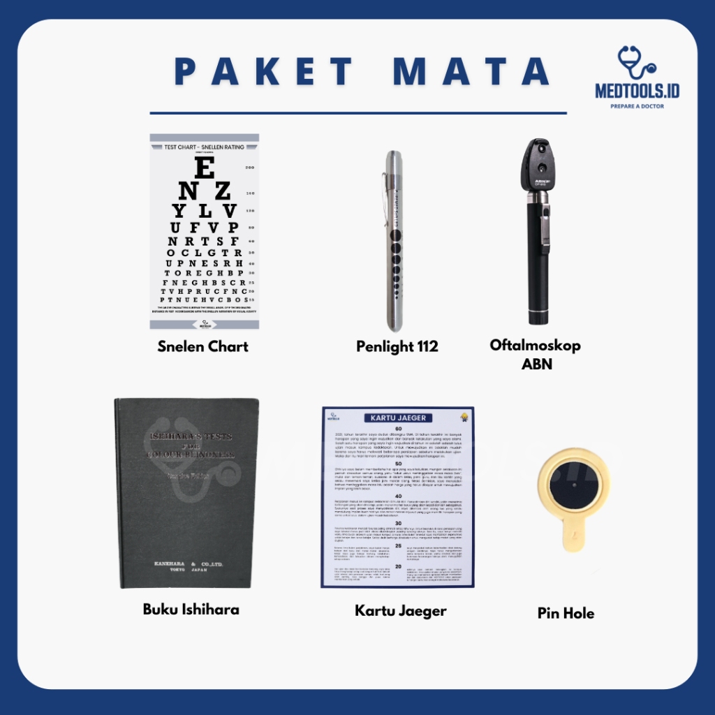 Jual Paket Pemeriksaan Mata [Oftalmoskop + Snellen Chart + Pin Hole ...