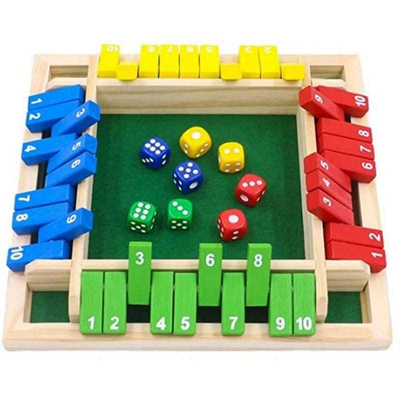 Jual Shut the box dice board game permainan papan kayu mainan edukatif ...