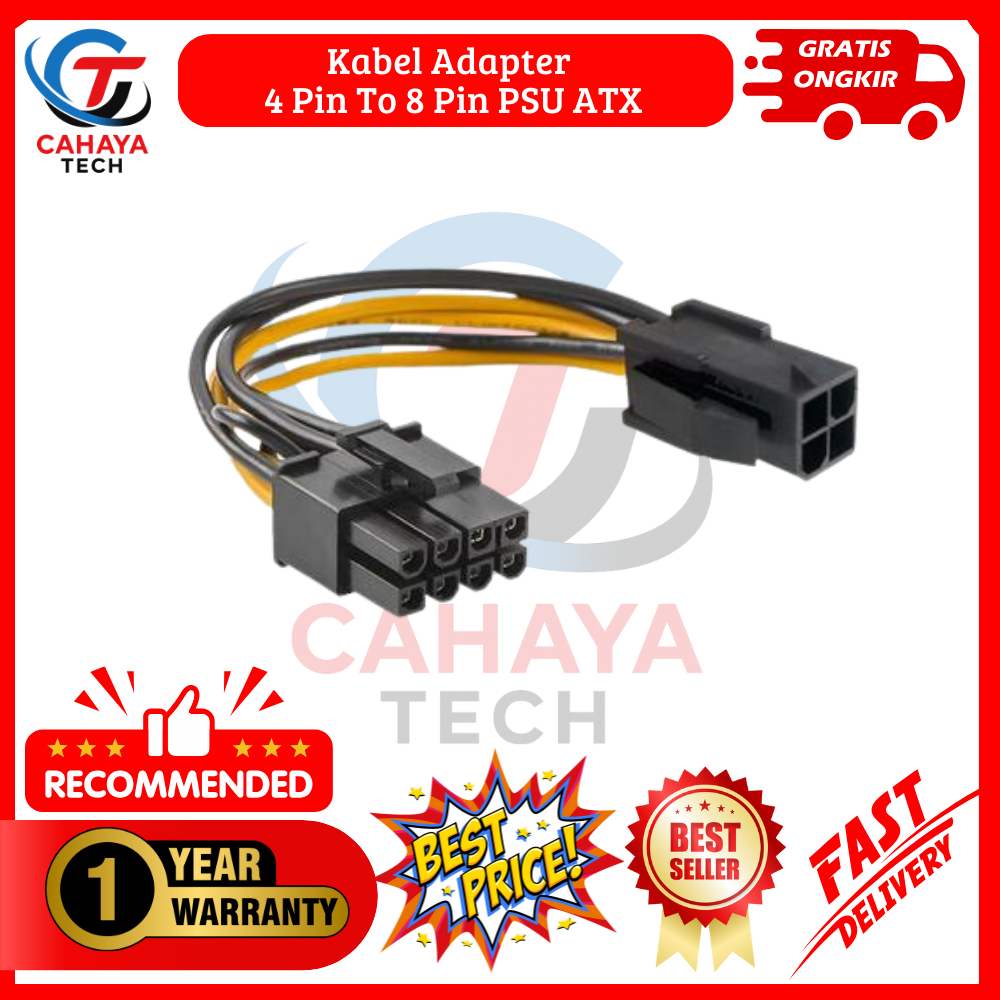 Jual Kabel Adapter / Converter 4 pin to 8 pin pada PSU ATX untuk CPU ...