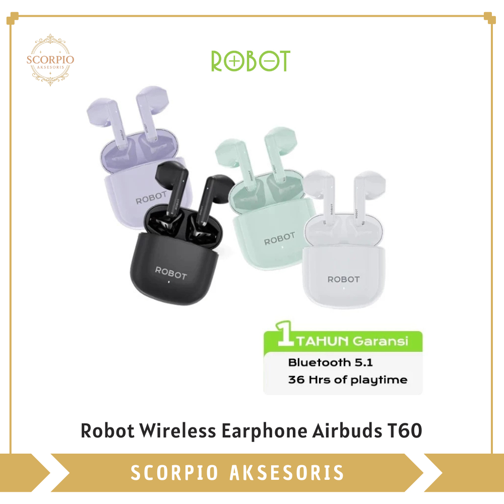 Jual Robot Wireless Earphone Airbuds T60 Original TWS Bluetooth ...