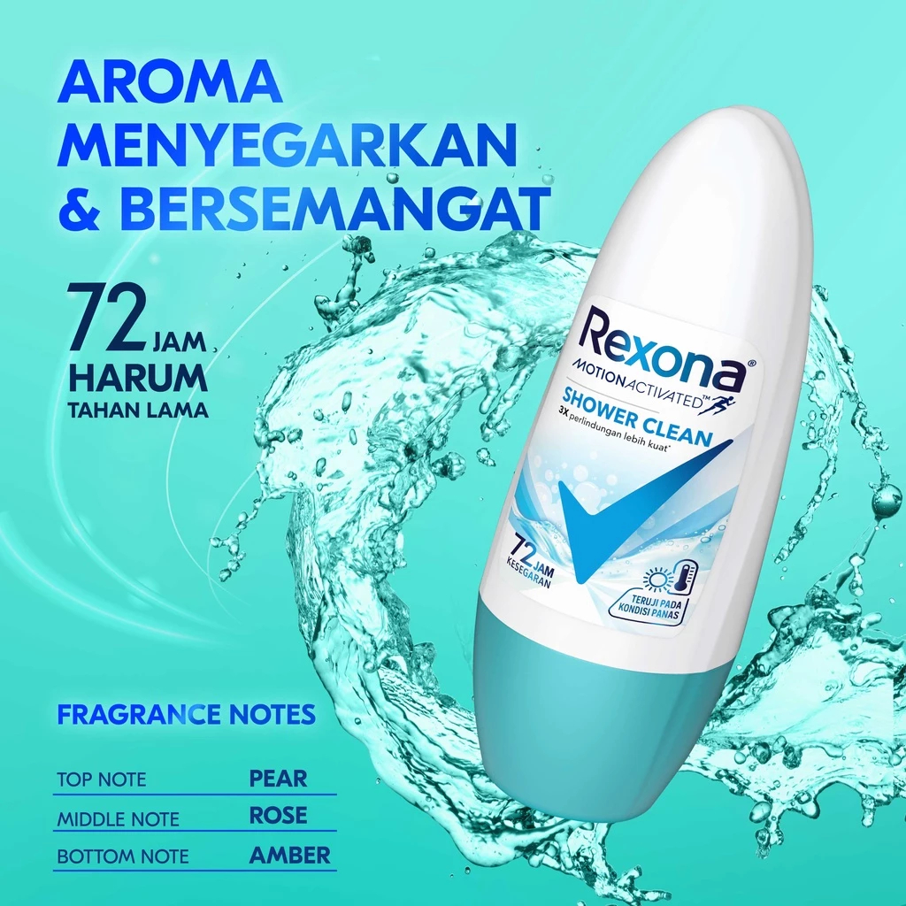 Jual Rexona Women Deodorant Roll On Antiperspirant Long Lasting Shower Clean 72 Jam Kesegaran ...