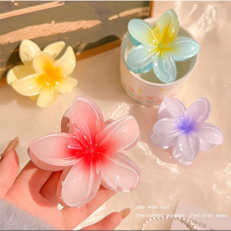 Jual BSG JEPIT RAMBUT MOTIF BUNGA KAMBOJA IKAT JEDAI WANITA MODEL KOREA ...