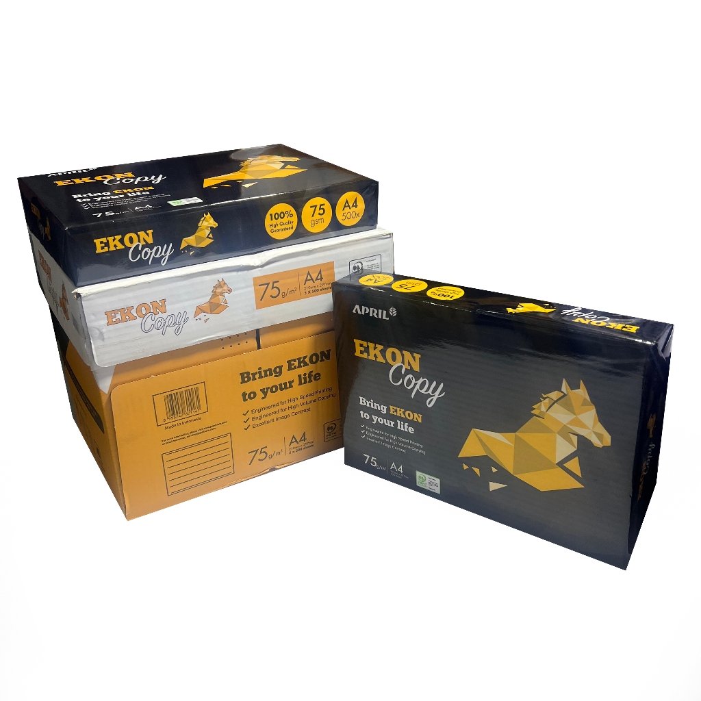Jual EKON COPY Kertas HVS A4 75 Gram (1 Dus = 5 Rim) | Shopee Indonesia