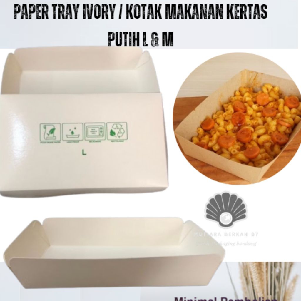 Jual Paper tray ivory / kotak makan kertas putih ukuran L | Shopee ...