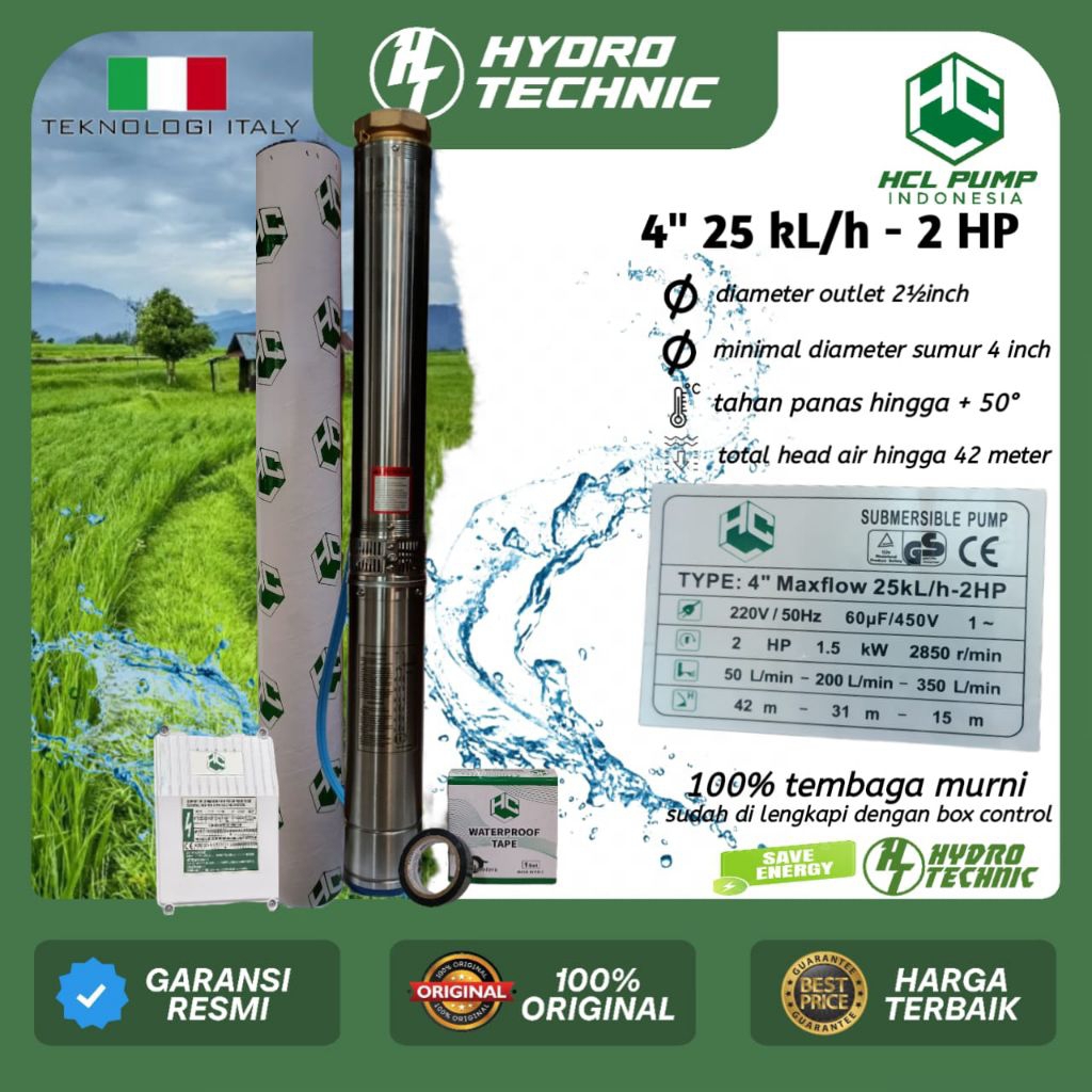 Jual pompa satelit submersible hcl pump 2 hp body 4 kubikasi 25 | Shopee Indonesia