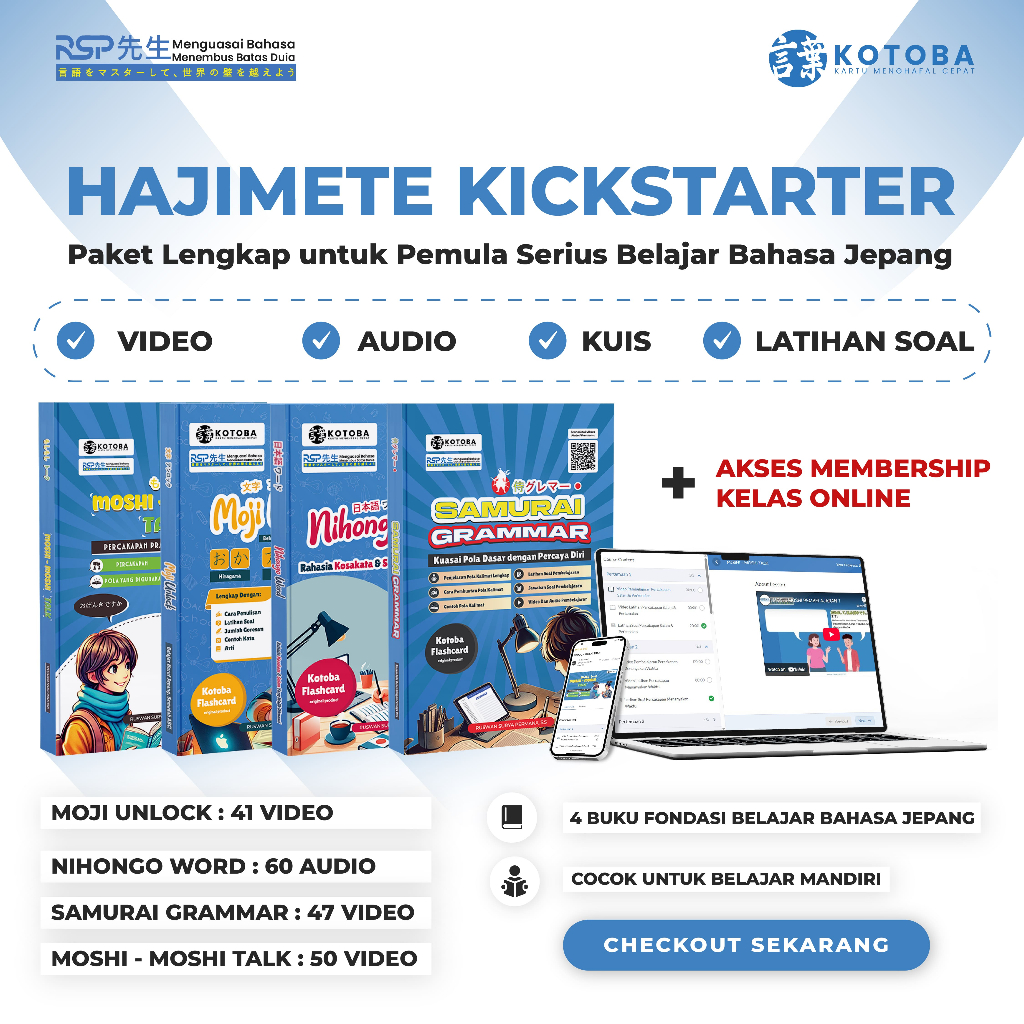 Jual Buku Bahasa jepang Pemula Hajimete Kickstaterkit Huruf Dasar Kanji ...