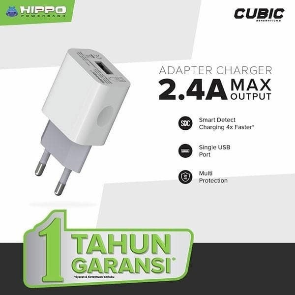 Jual Hippo Adaptor Charger Cubic 2 2.4A Adapter Kepala Casan Original Ori | Shopee Indonesia