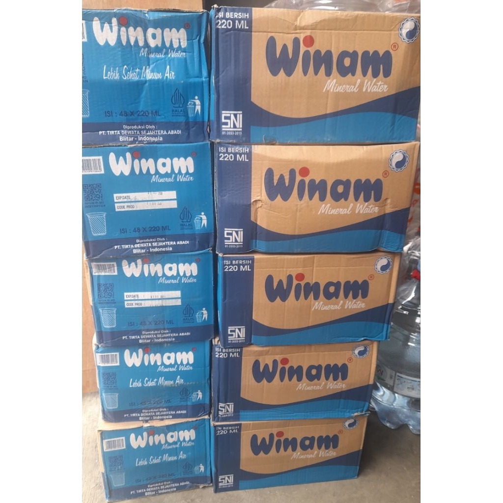 Jual WINAM air mineral 220ml x 48 pcs (1 dus) | Shopee Indonesia