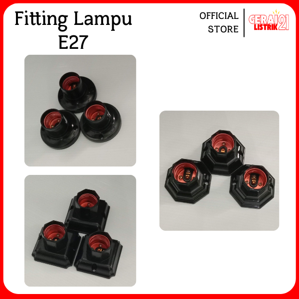 Jual GL21 - Fitting lampu tempel/fitting plafon E27 warna hitam Merk ...