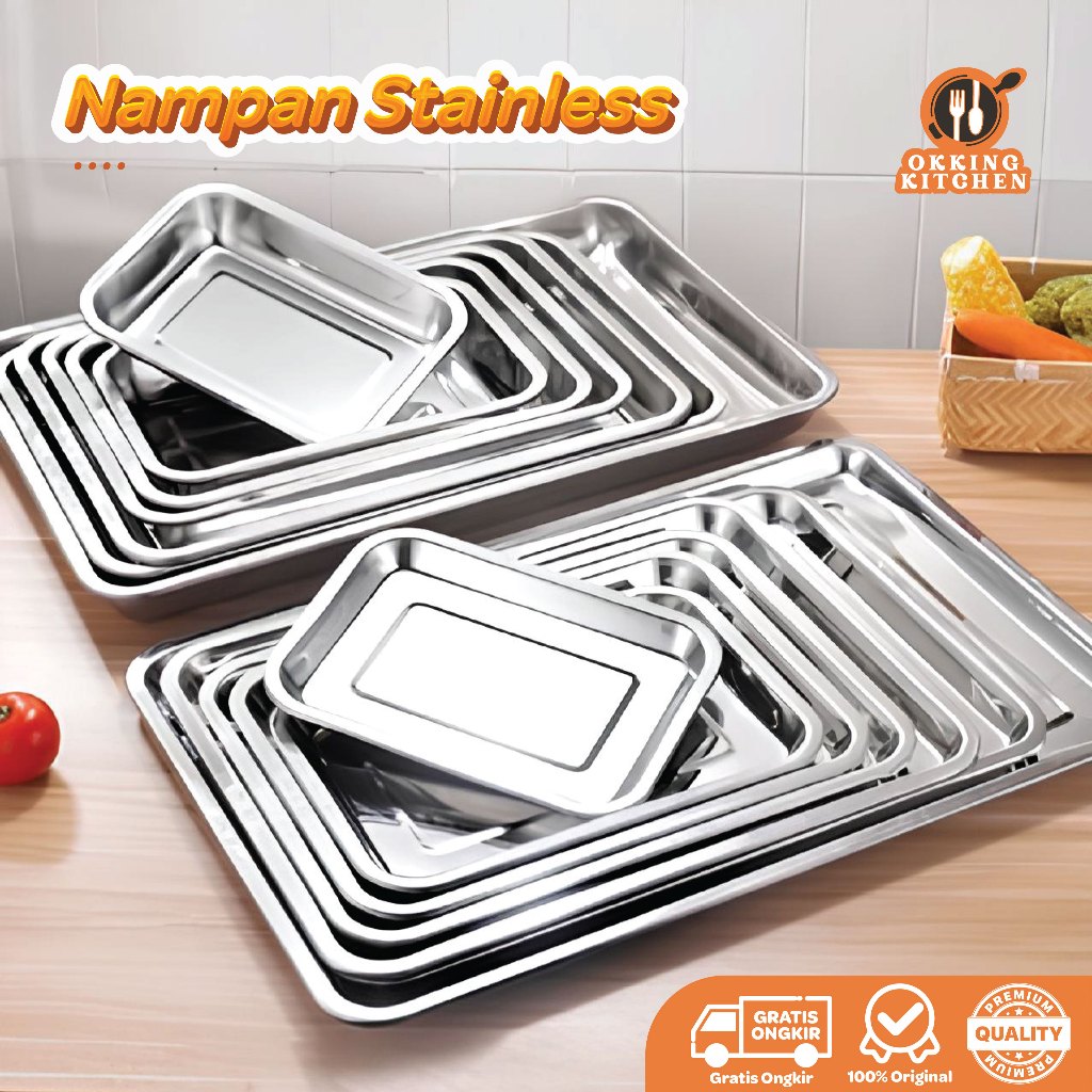 Jual Nampan Stainless Steel Persegi Tray Loyang Makanan Kue Serbaguna ...