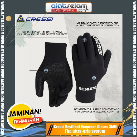 Jual Cressi Resilient Neoprene Gloves 3MM - Unisex Ultra Grip Gloves in ...