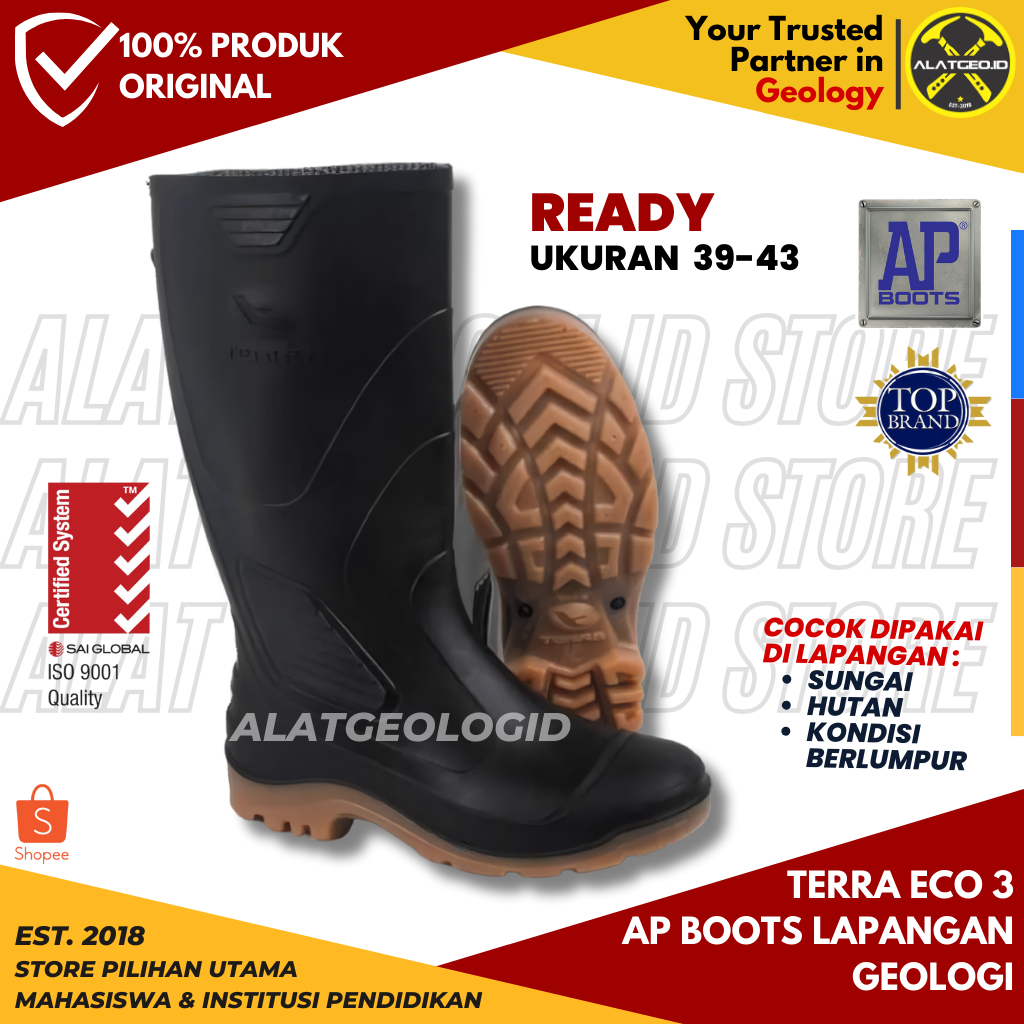 Jual Sepatu Boot safety anti air Geologi TERRA ECO 3 AP Boots hitam ...