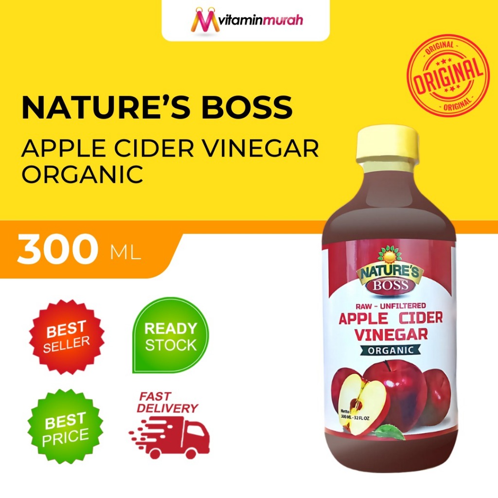 Jual NATURE'S BOSS CUKA APPLE CIDER VINEGAR ORGANIC ISI 300 ML | Shopee ...