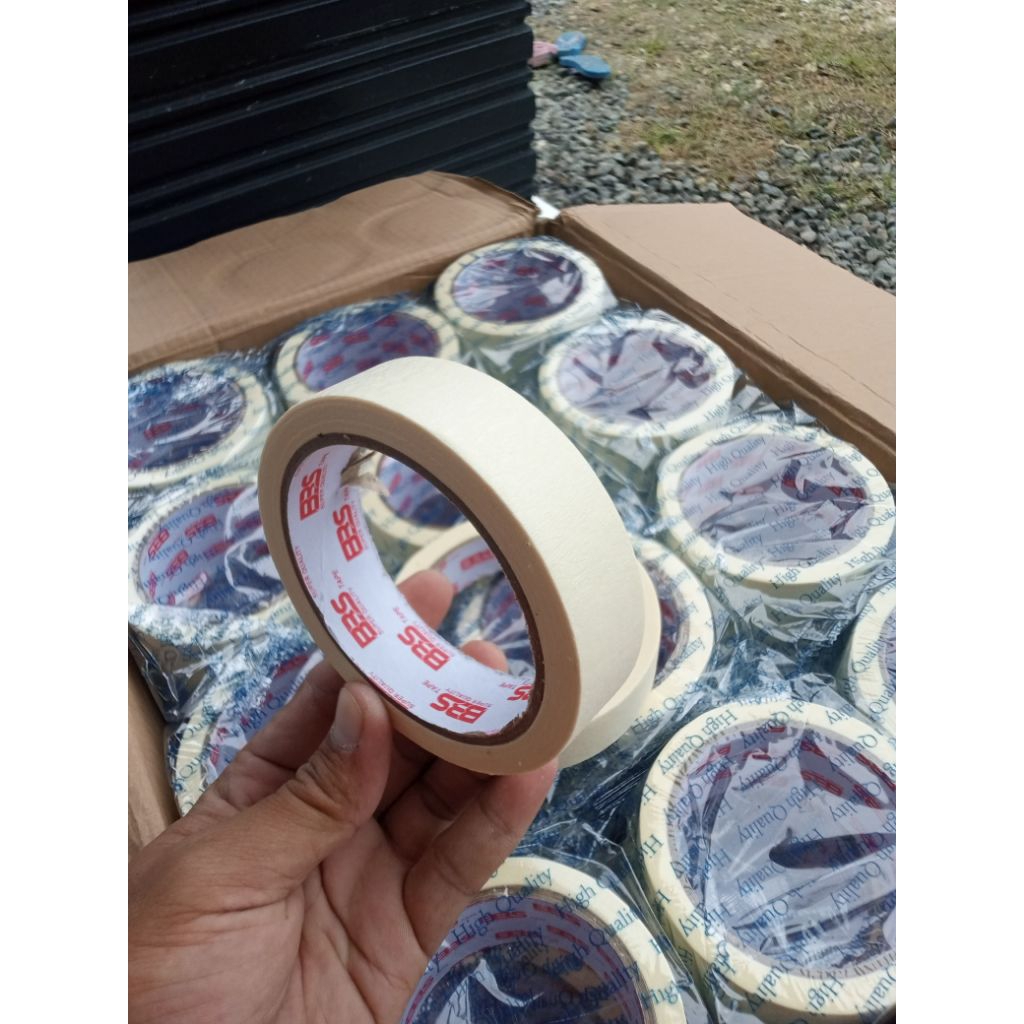 Jual masking tape||lakban kertas 1 in |(24mm x 20yard) Isolasi kertas ...