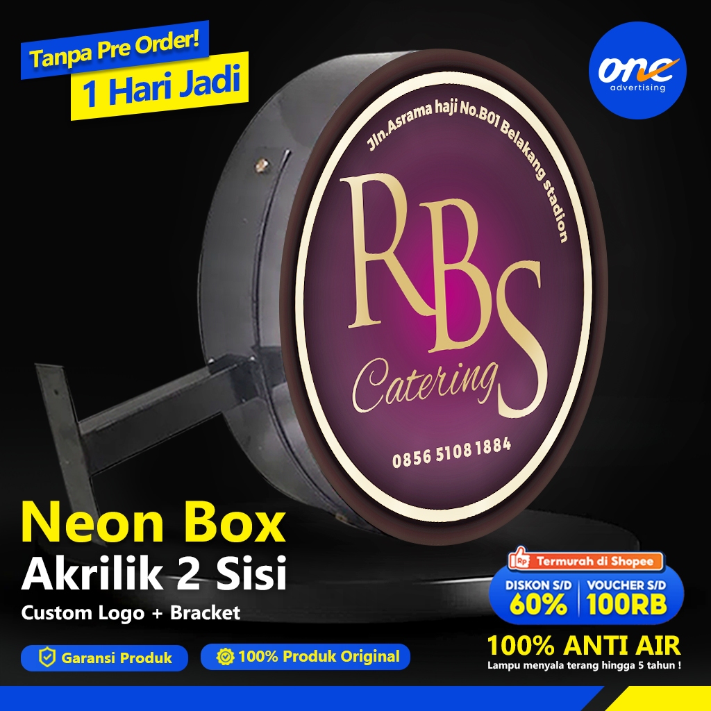 Jual Neon Box Akrilik Premium Custom Desain 2sisi Outdoor Siap Pasang (Free Request Logo Sendiri ...