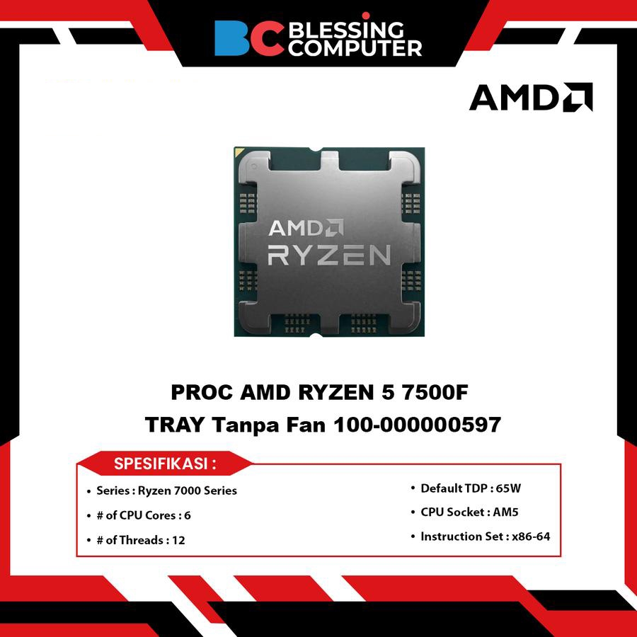 Jual PROC AMD RYZEN 5 7500F TRAY Tanpa Fan 100-000000597 | Shopee Indonesia