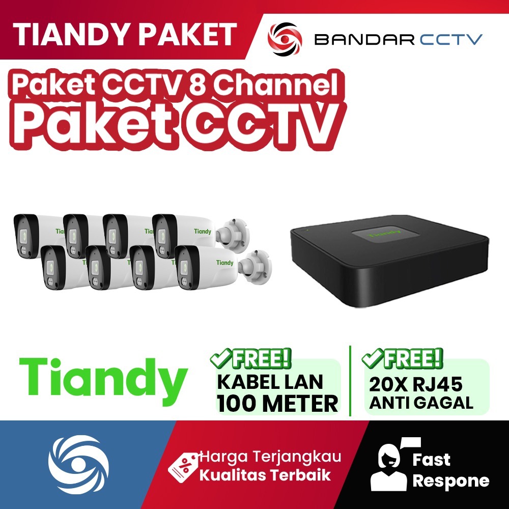 Jual Tiandy TC-KIT 8CH AK 2MP Paket IP Cam + Poe + Audio Outdoor | Shopee Indonesia