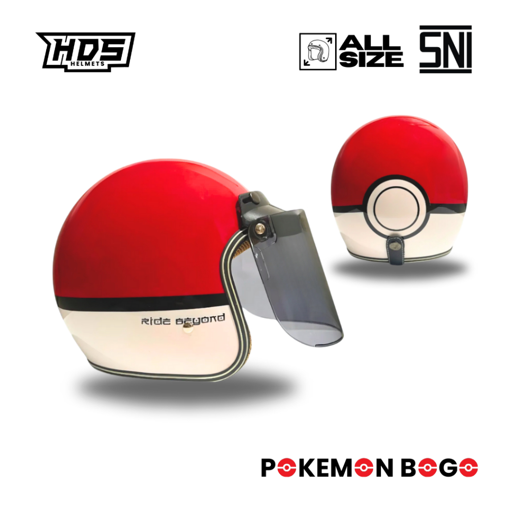 Jual HDS Helm Bogo Dewasa Klasik Helm Retro Pria Wanita Motif Pokeball ...