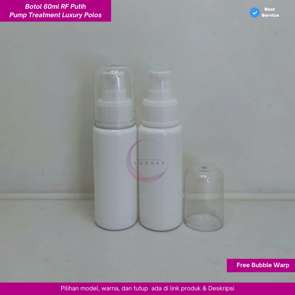 Jual Botol 60ml RF Putih Pump Treatment fullcap Luxury Polos | Shopee ...