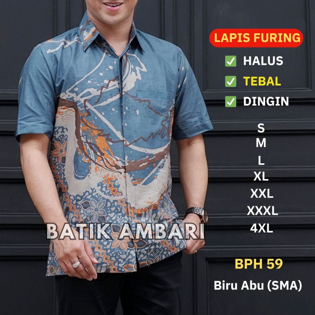 Jual Batik Pria Lapis FURING STANDAR JUMBO Kemeja Batik Lengan Pendek ...
