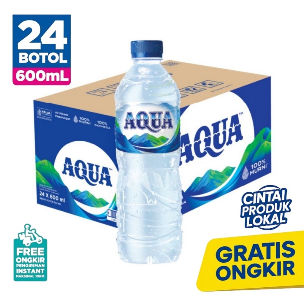 Jual Aqua Botol 600ML 1 Dus Isi 24 Botol | Shopee Indonesia