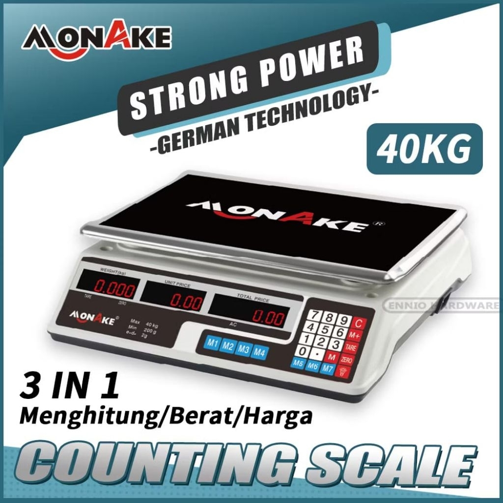 Jual MONAKE Timbangan Digital Computing Scale 40 Kg Timbangan Buah Digital Double Display ...