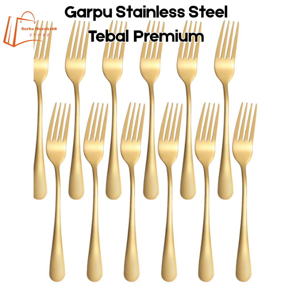 Jual SB168 Garpu Stainless Steel Tebal Gold Silver Garpu Makan Premium ...