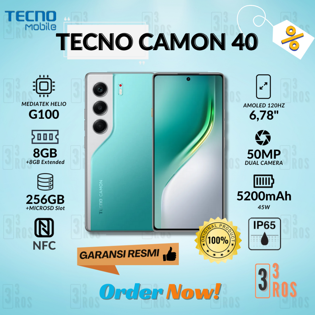 Jual TECNO CAMON 40 8+8GB*256 GB [ One Tap Flash Snap, 50MP Sony LYT ...