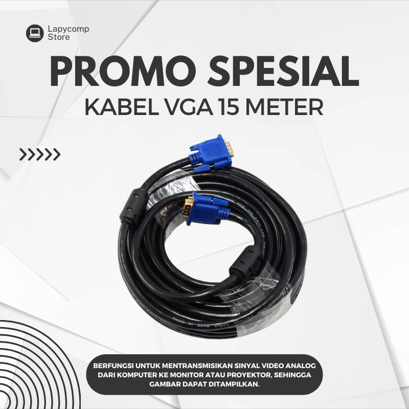 Jual Kabel VGA Panjang 15 Meter Gold High Quality / Kabel VGA Penghubung PC Ke Proyektor / Kabel ...