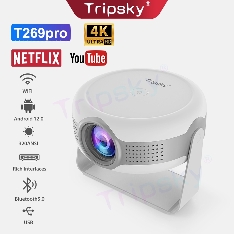 Jual Tripsky Android proyektor T269 pro WiFi dual-band 320 Ansl Smart Projector Hi-Fi speaker ...