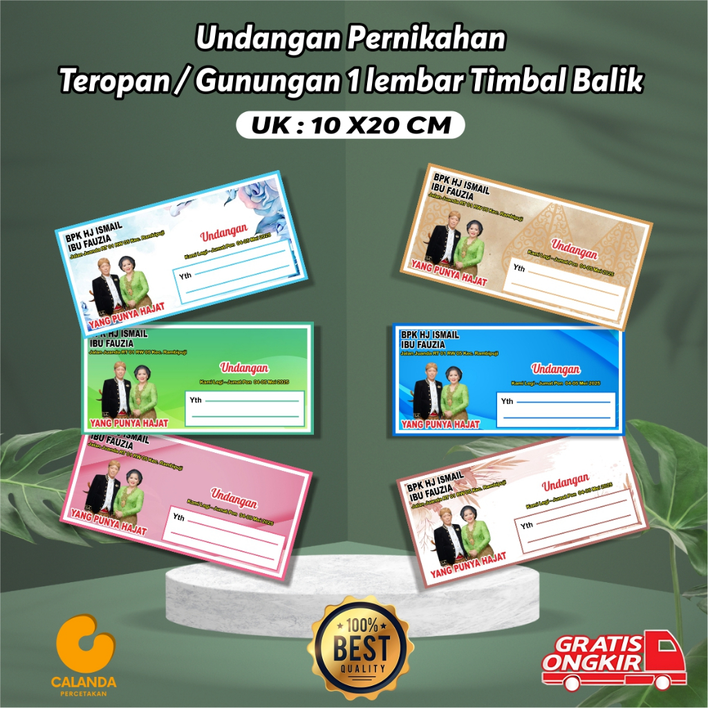 Jual Undangan Teropan/Gunungan Custom 1 Lembar Timbal Balik . Free Foto ...
