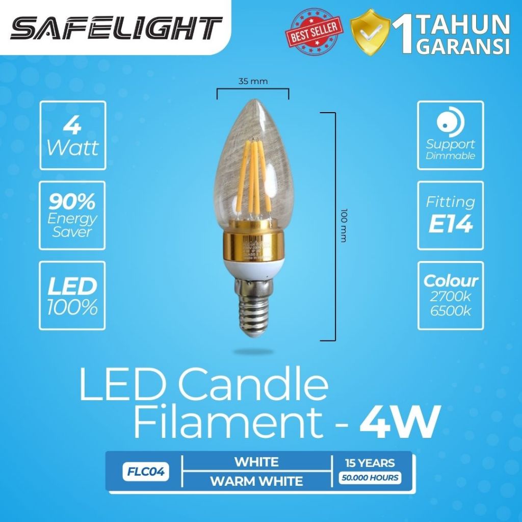 Jual LED CANDLE FILLAMENT LED CANDEL LIGHT 4 W LAMPU LED FILAMENT ...