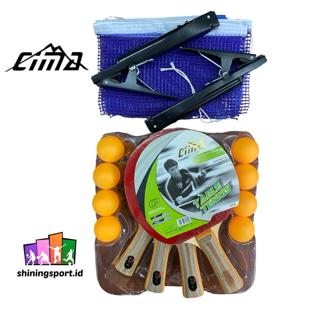 Jual Bet Pingpong Cima Lengkap 1 Set Isi 4 Bet (+ FREE TAS, NET + TIANG ...