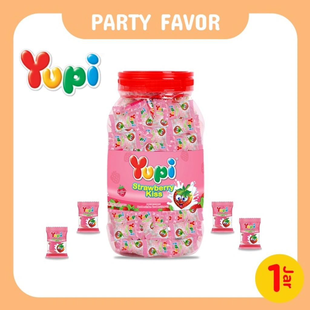 Jual YUPI STRAWBERRY KISS Toples isi 125pcs 300g | Shopee Indonesia