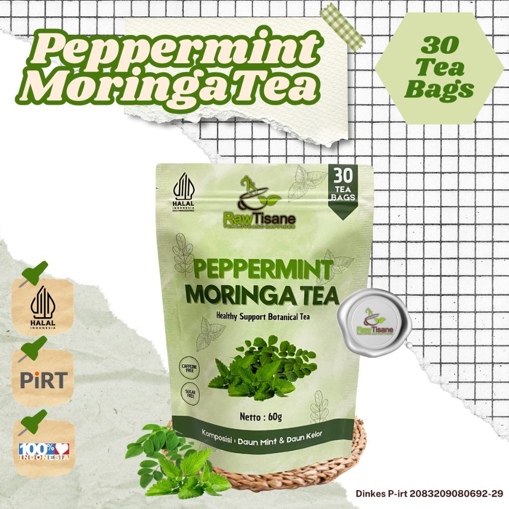 Jual RAW TISANE Peppermint With Moringa Leaf Tea : Teh Celup Daun Mint ...