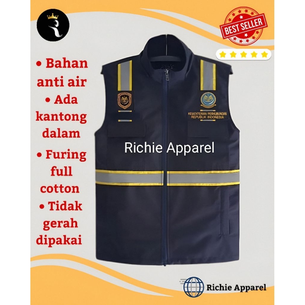 Jual ROMPI/VEST SAFETY POLOS(free logo k3+bendera) | Shopee Indonesia