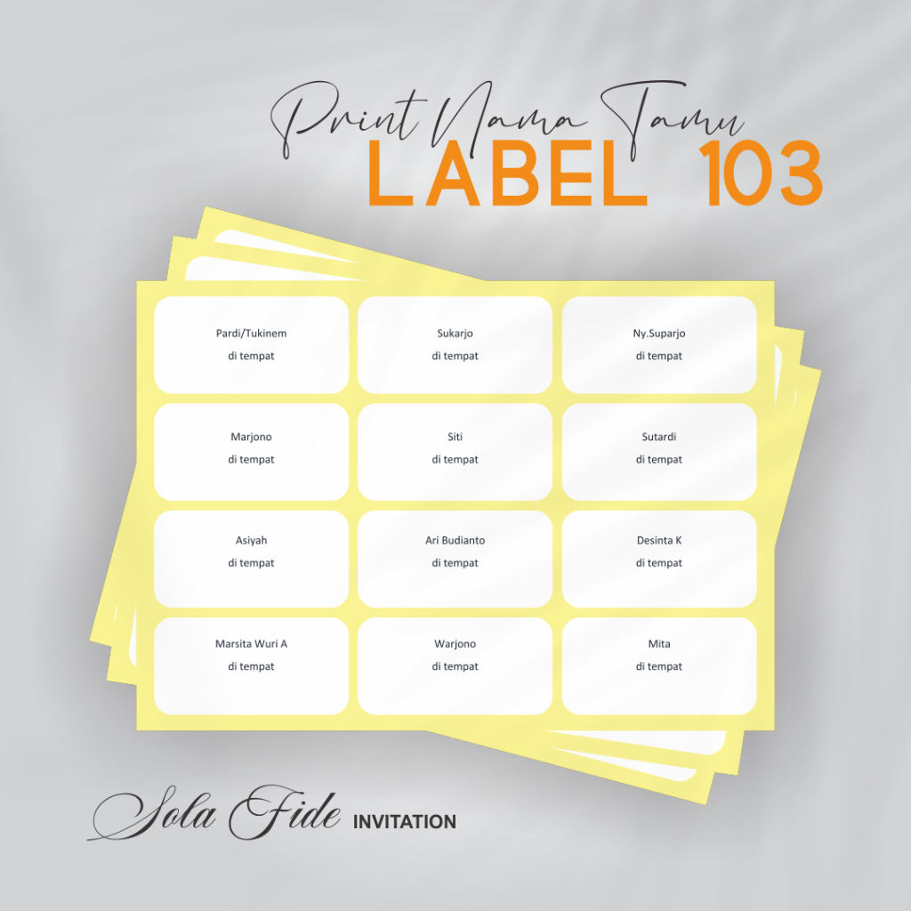 Jual LABEL N0.103 / Label Nama / Label Nama Undangan No.103 / Label ...