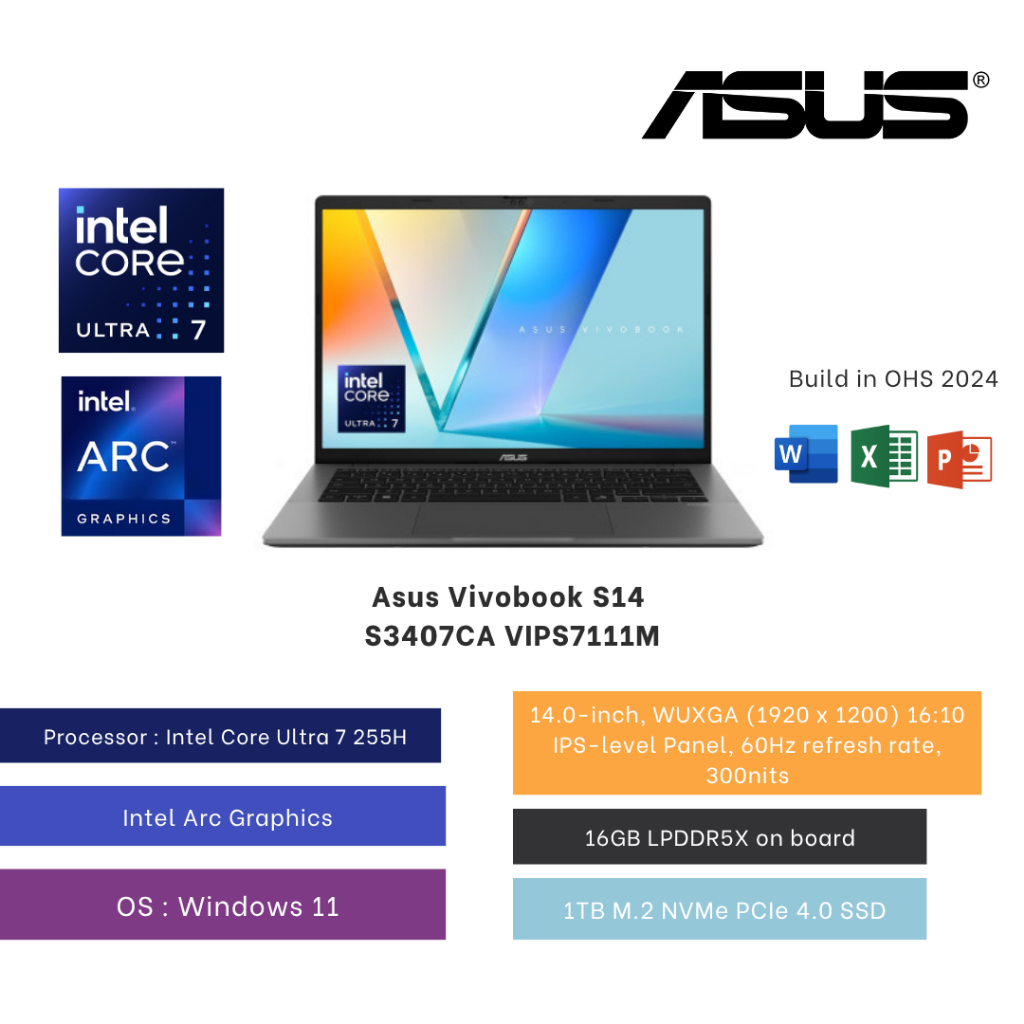 Jual Asus Vivobook S14 S3407CA VIPS7111M/VIPS7112M | Intel Core Ultra 7 ...