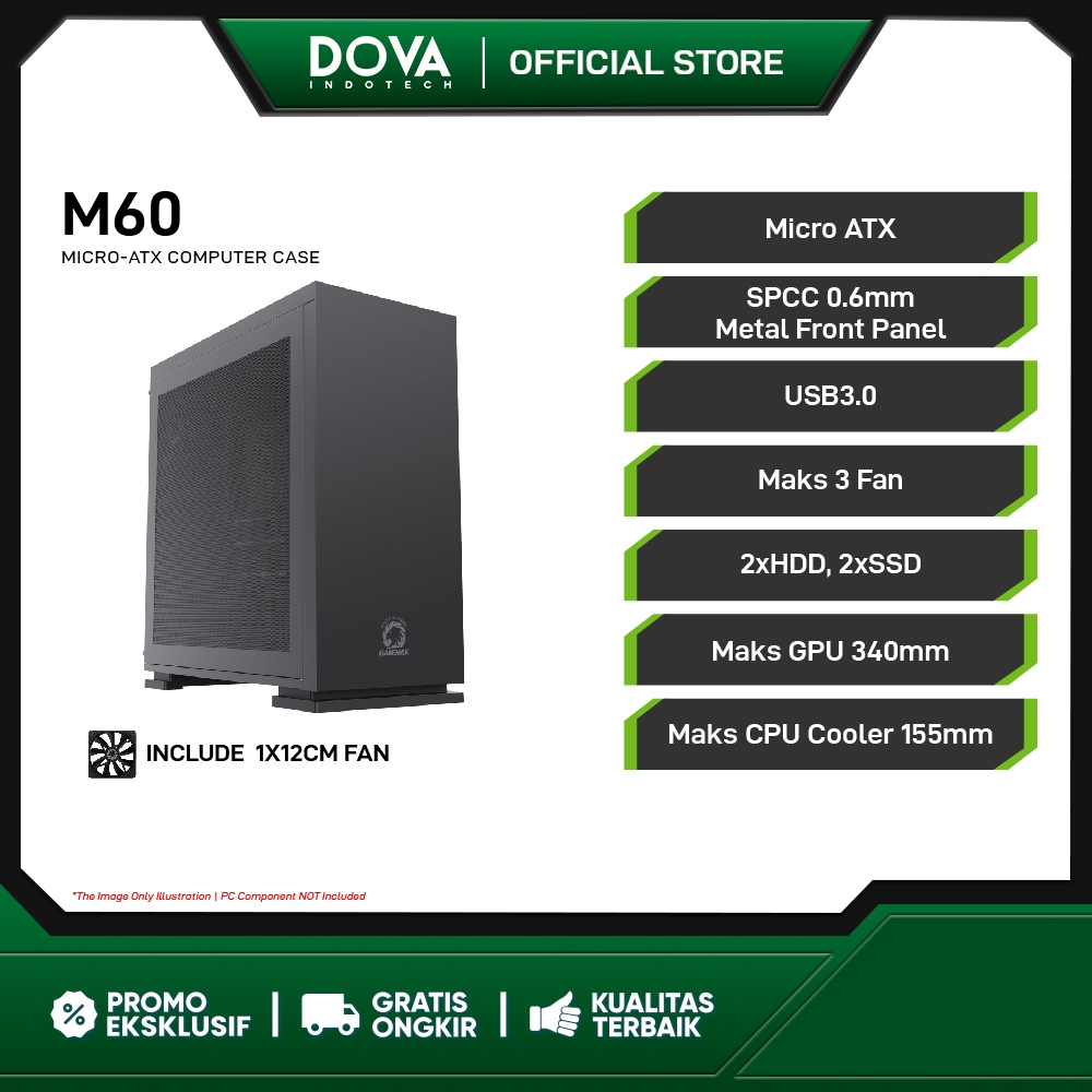 Jual GameMax M60 Black Dual Mesh mATX Gaming PC Case | Shopee Indonesia