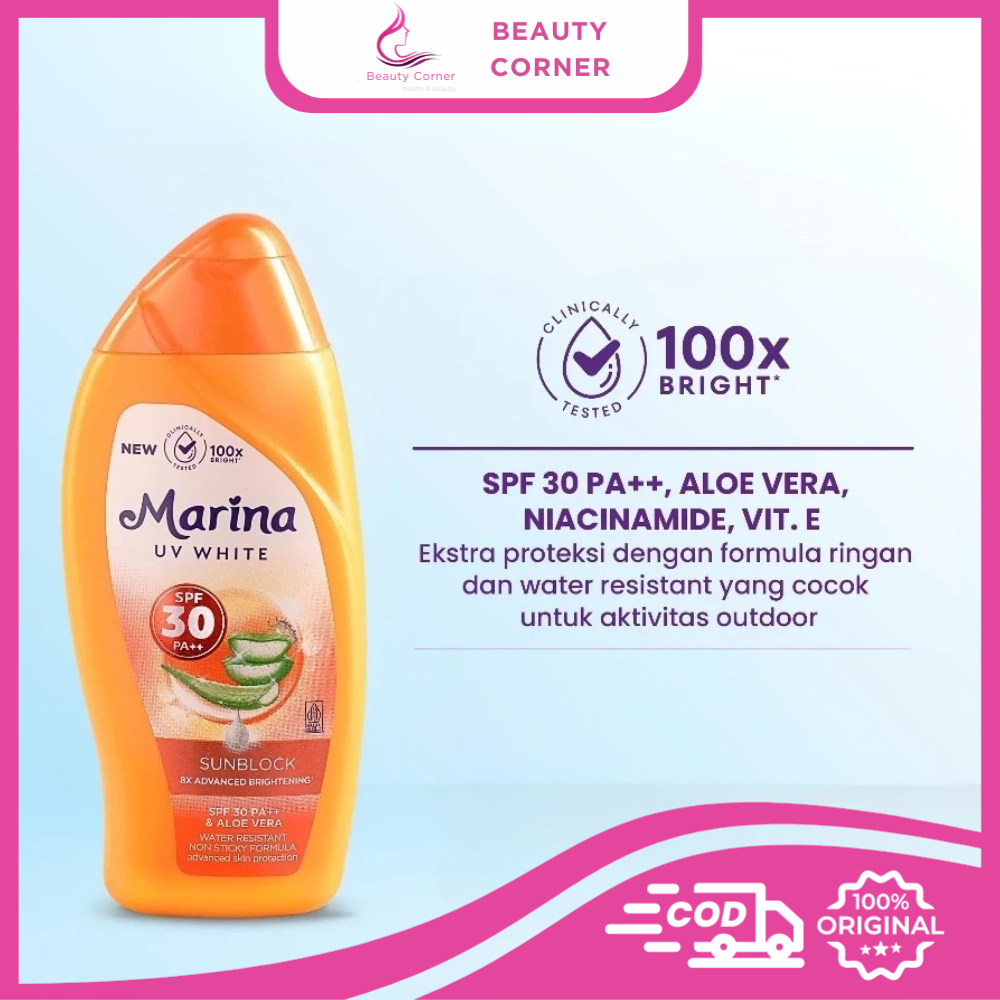 Jual Marina UV White Sunblock Water Resistant SPF 30++ | Shopee Indonesia