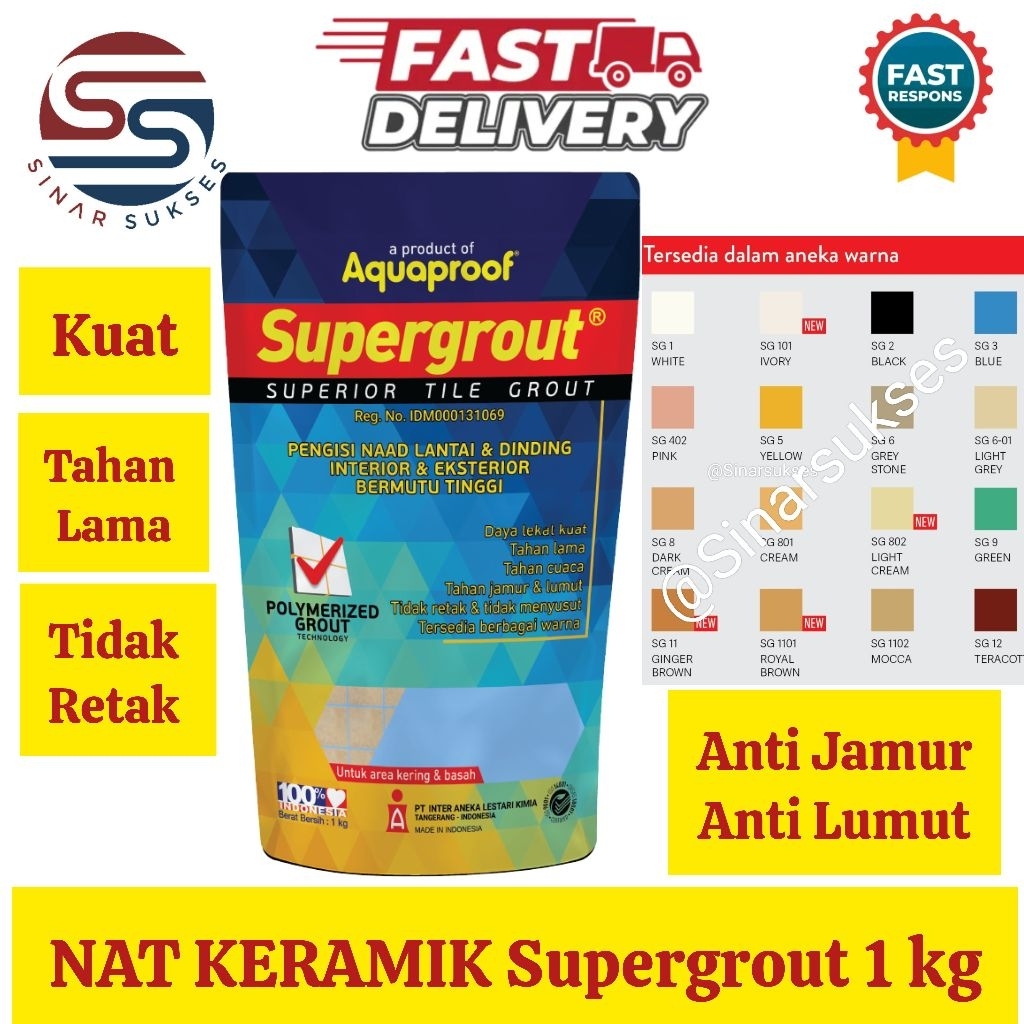Jual Nat Keramik Aquaproof Supergrout 1 kg/NAT KERAMIK BERBAGAI WARNA ...