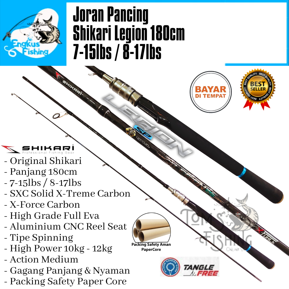 Jual Joran Pancing SHIKARI LEGION 180cm Carbon Solid (12kg - 15kg) Full ...