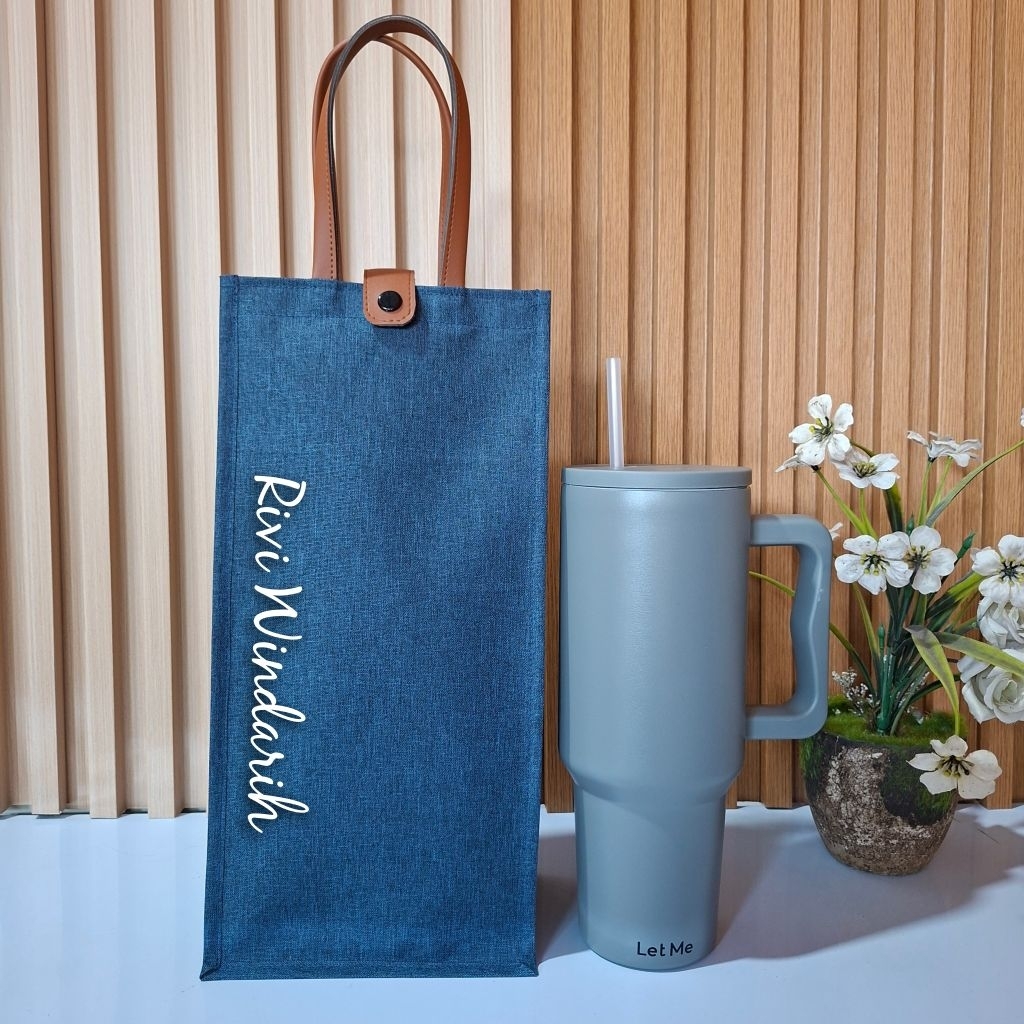 Jual Tas Botol 1200 ml GAGANG CUSTOM NAMA Tas Tumbler (botol yg ada ...